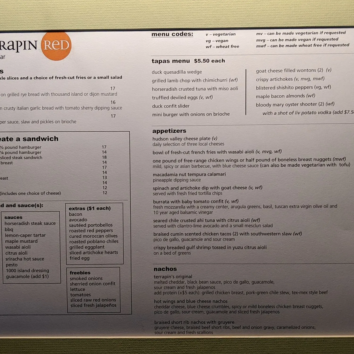 Terrapin Restaurant Menu - Updated November 2025