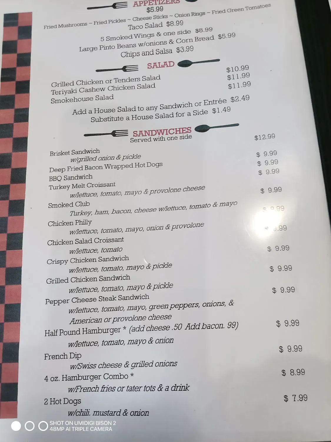 Janie's Place Menu - Updated October 2025