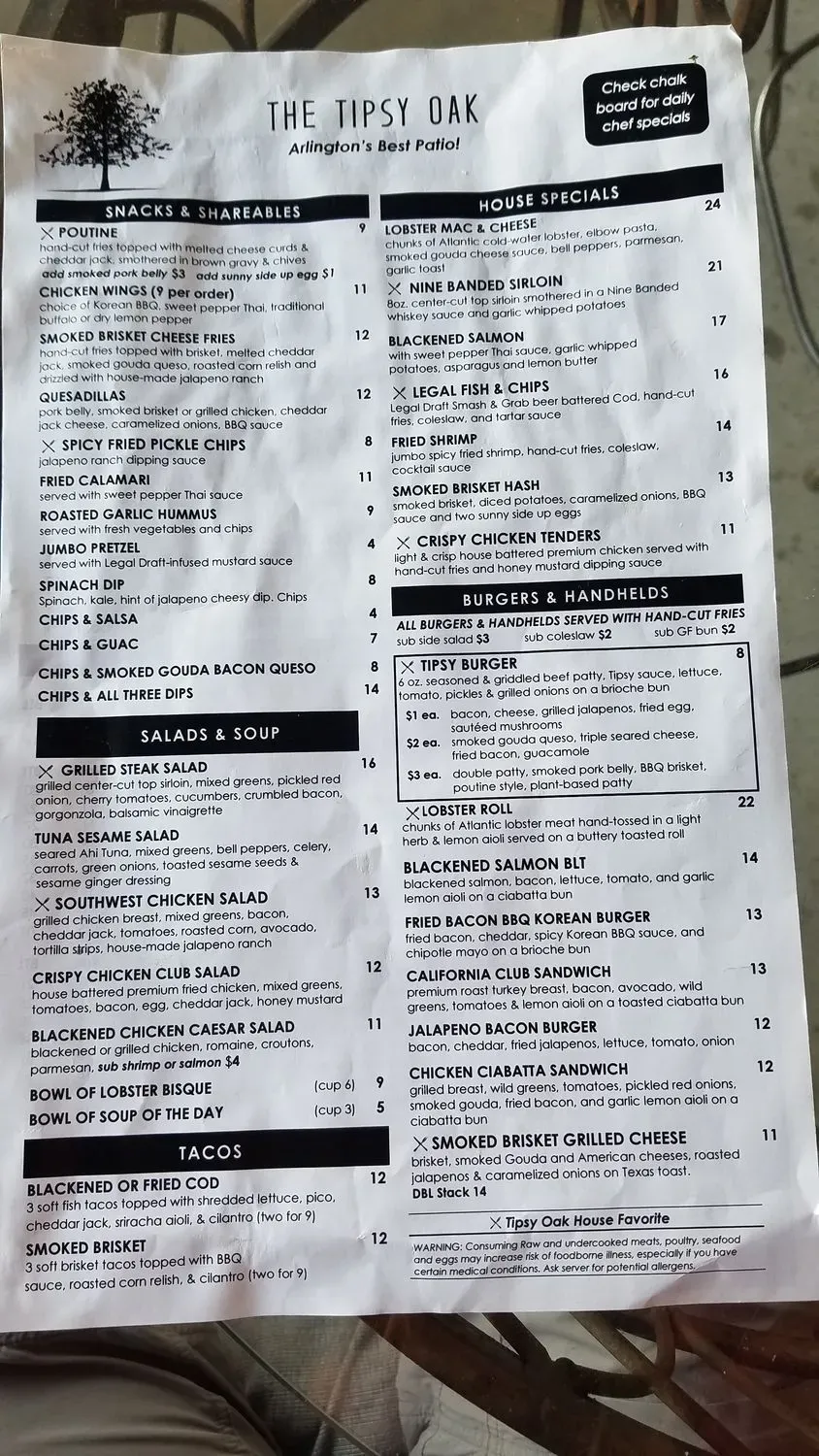 The Tipsy Oak Menu | Arlington, TX | Checkle