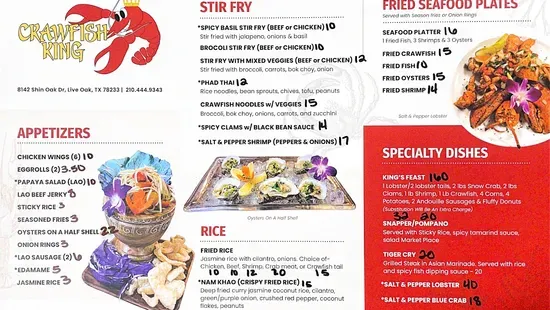 Crawfish King Menu | Live Oak , TX | Checkle