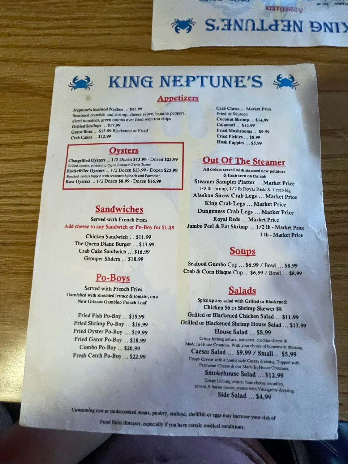 King Neptune's Seafood Restaurant Menu - Updated October 2025