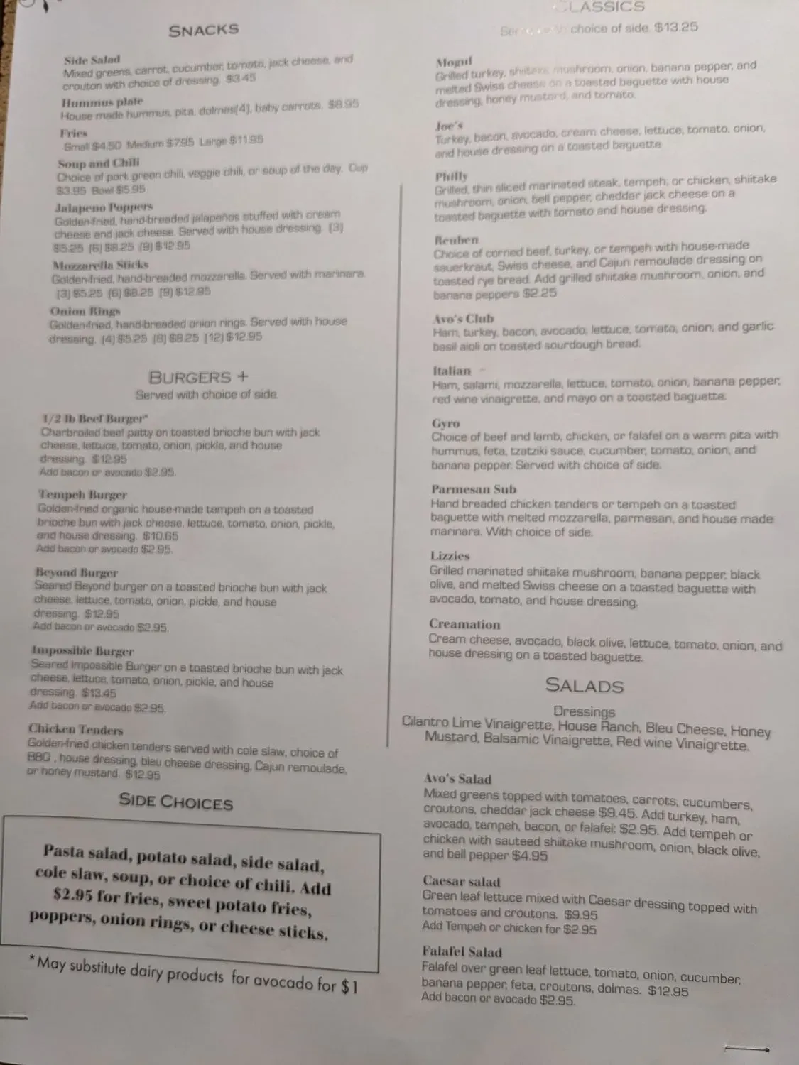 Avogadro's Number Menu - Updated November 2025