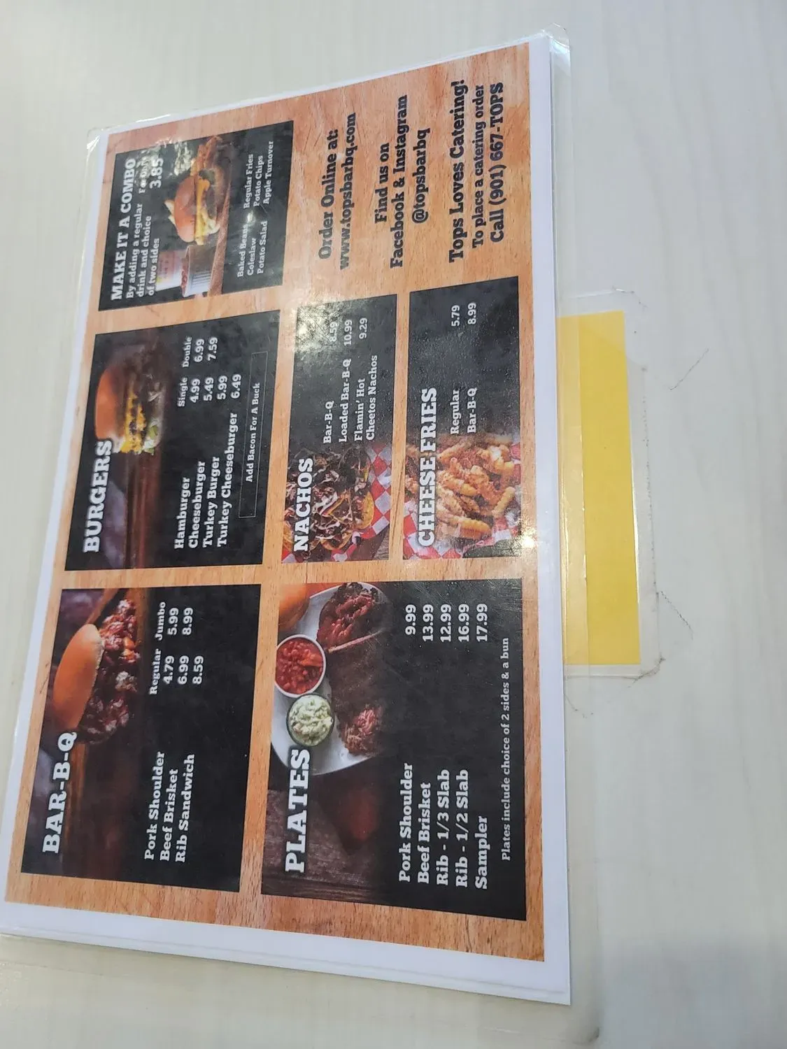 Tops Bar-B-Q Menu - Updated November 2025