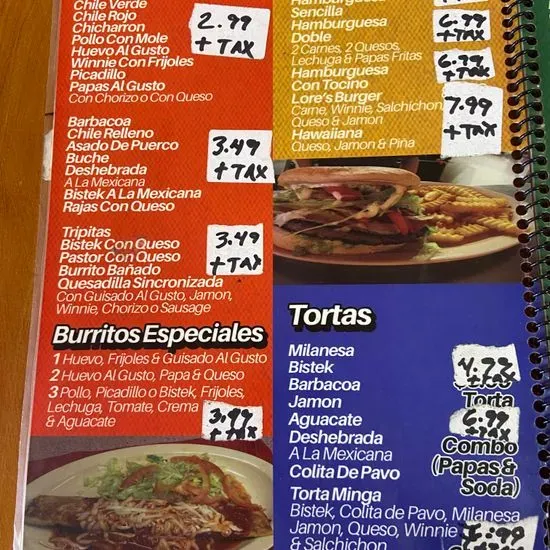 Burritos Lore's Menu | El Paso, TX | Checkle
