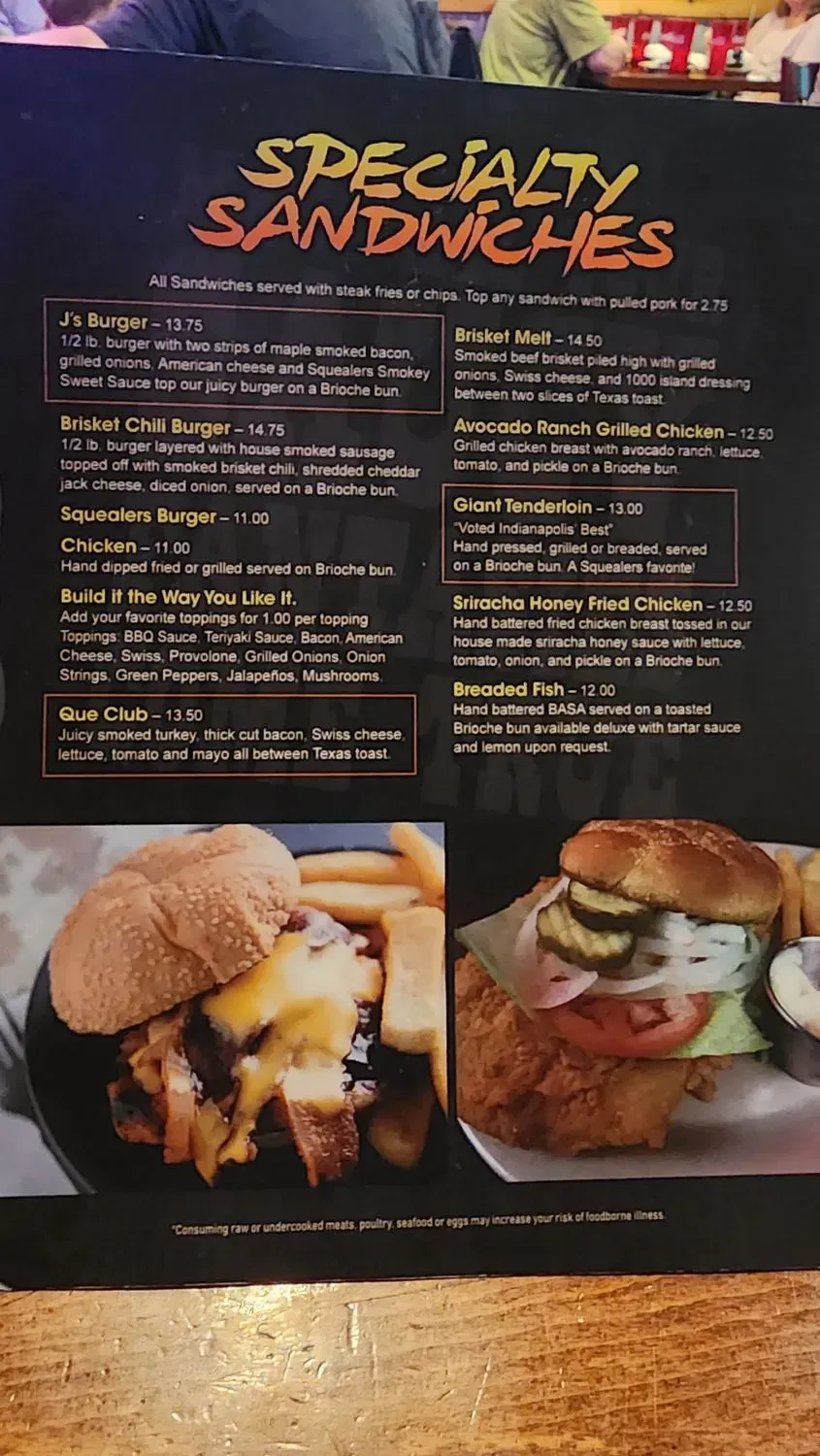 Squealers Barbeque Grill Menu - Updated November 2025