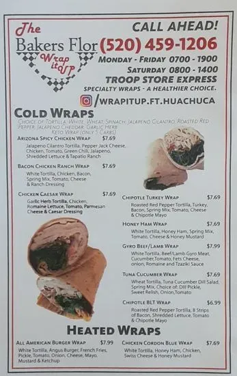 Wrap It Up - Bakers Flor Cafe Menu | Sierra Vista, AZ | Checkle