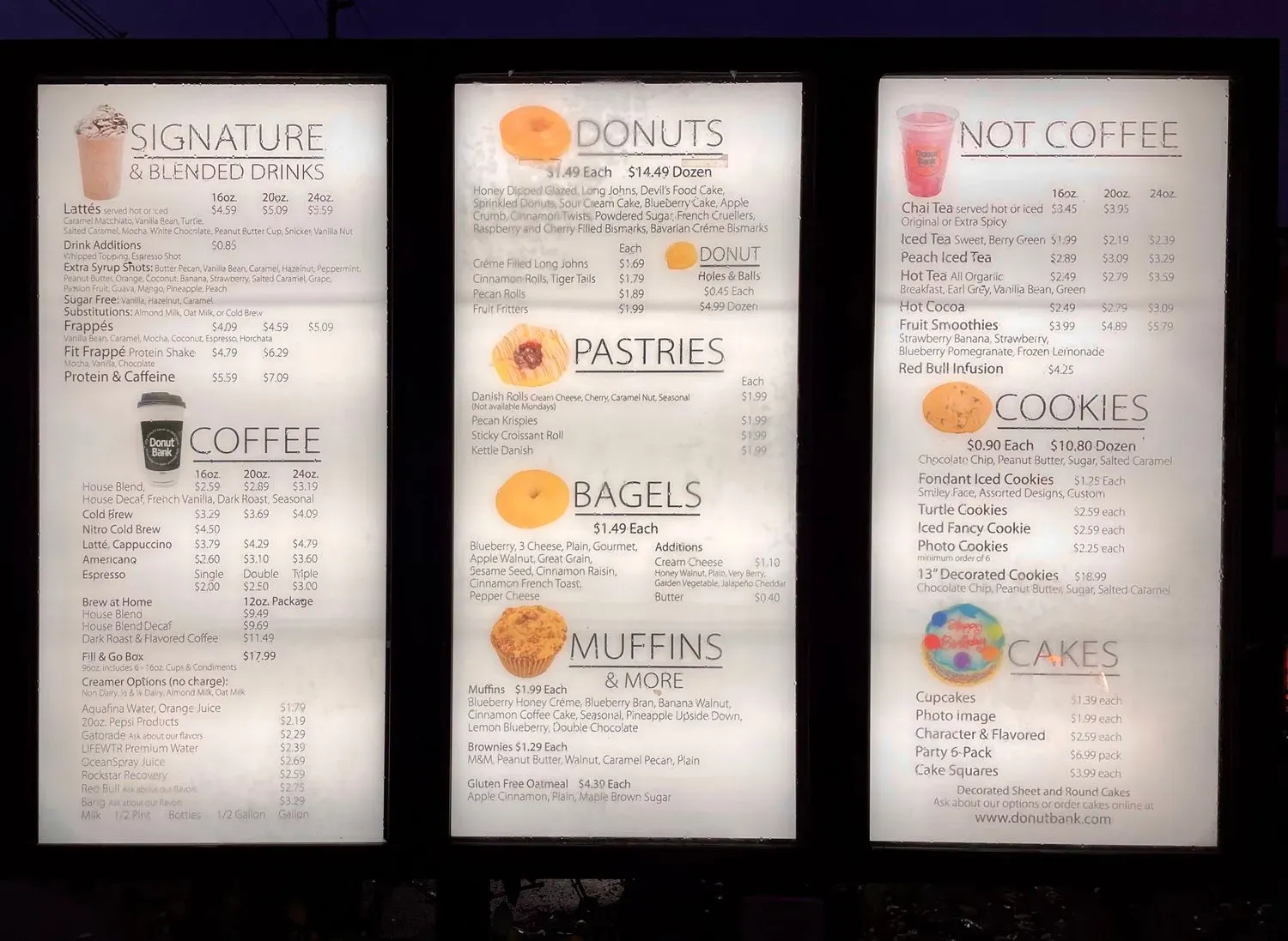 Donut Bank Menu - Updated November 2025