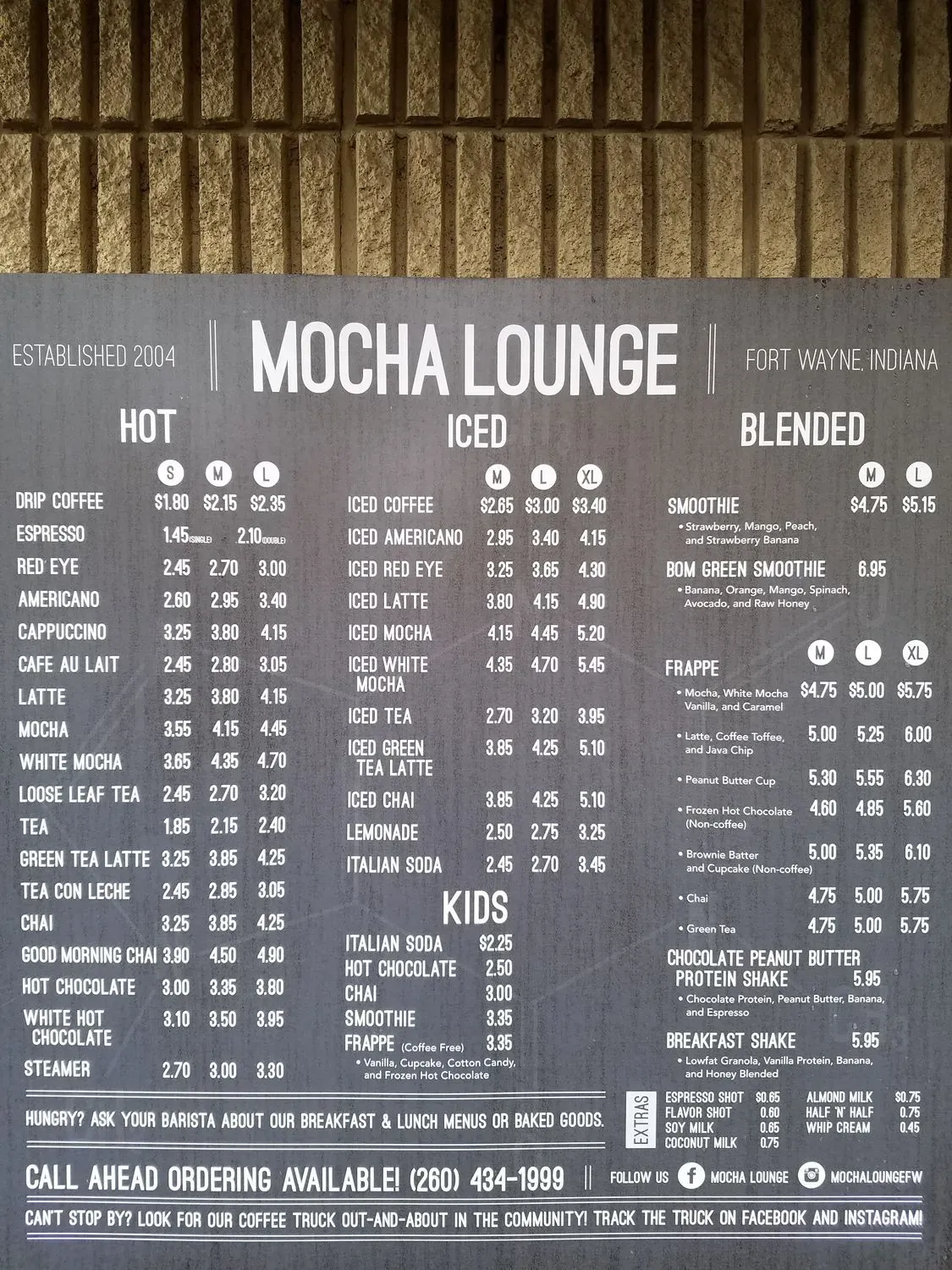 Mocha Lounge Menu - Updated October 2025
