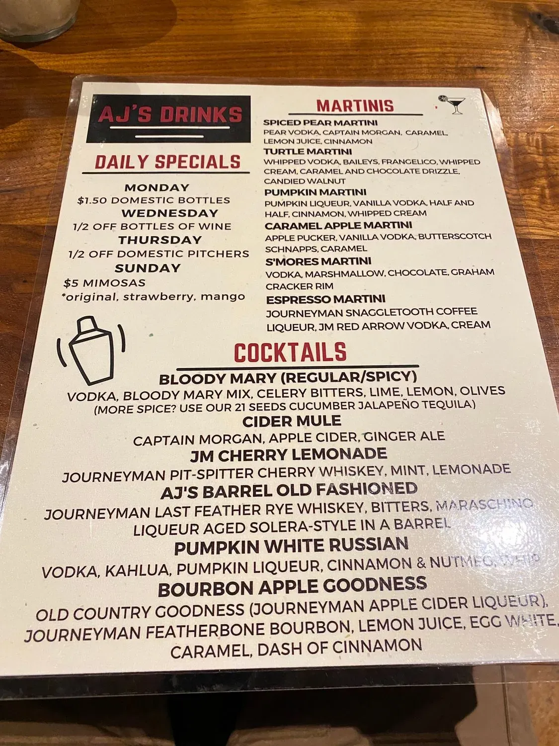 AJ's Pizza Co Menu - Updated November 2025