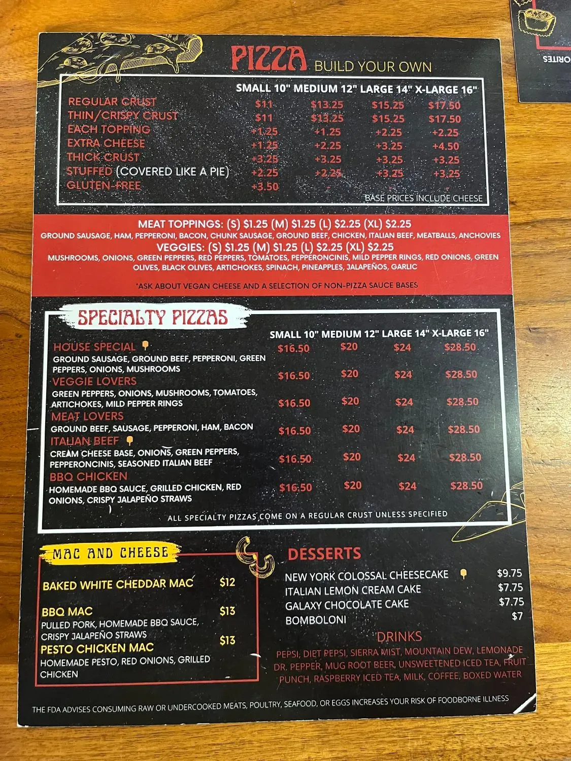AJ's Pizza Co Menu - Updated November 2025