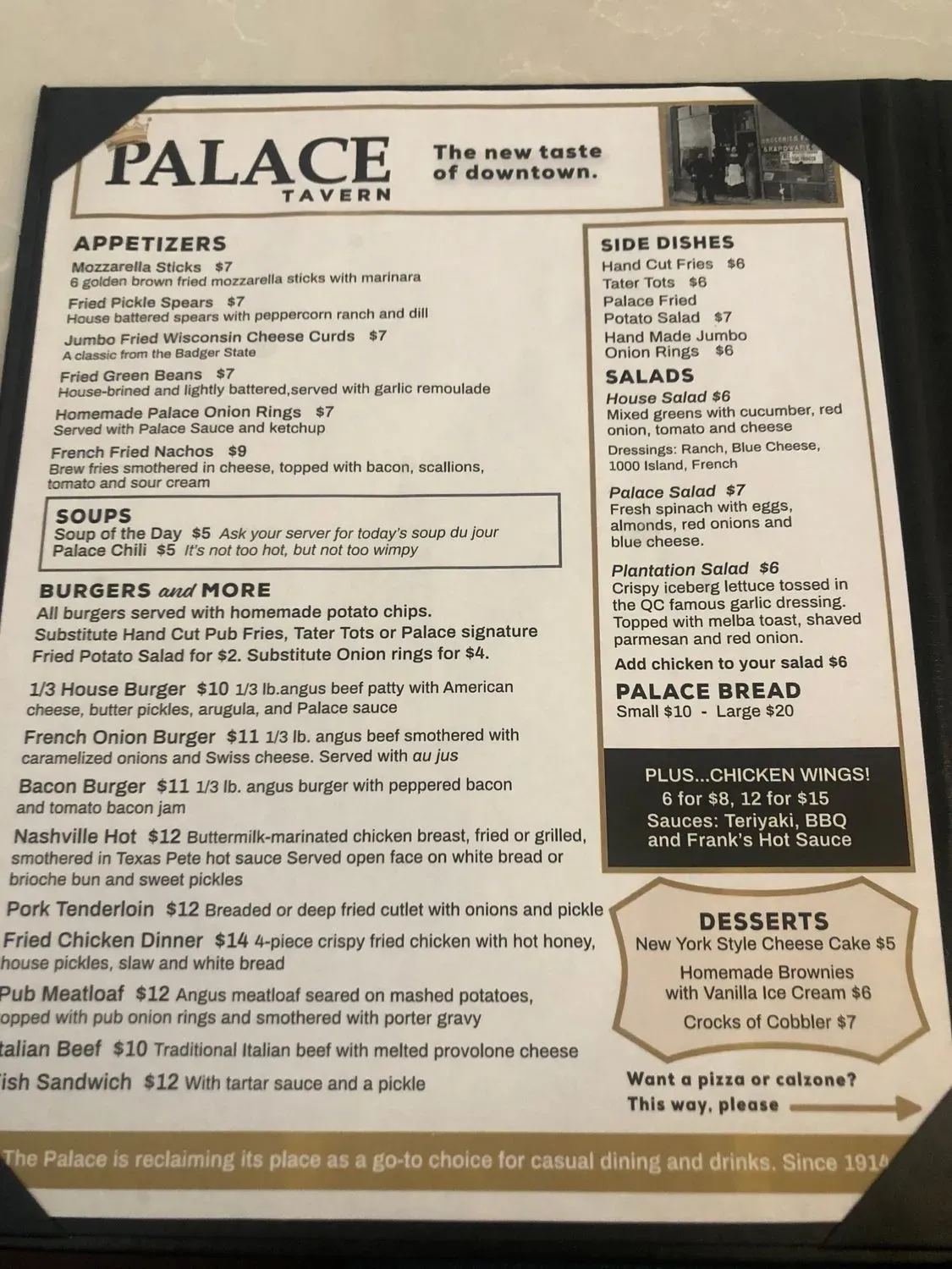 The Palace Tavern Menu - Updated November 2025
