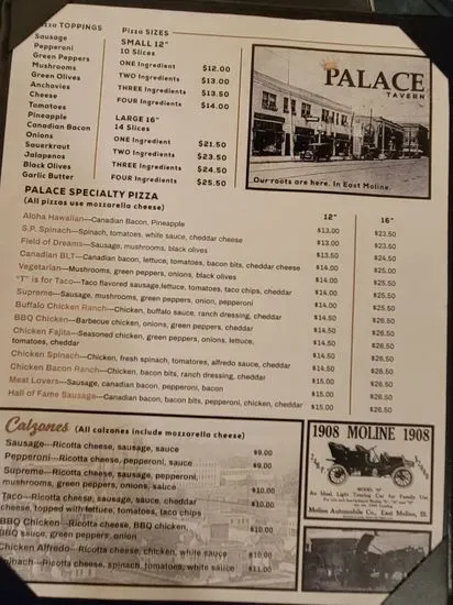 The Palace Tavern Menu | East Moline, IL | Checkle