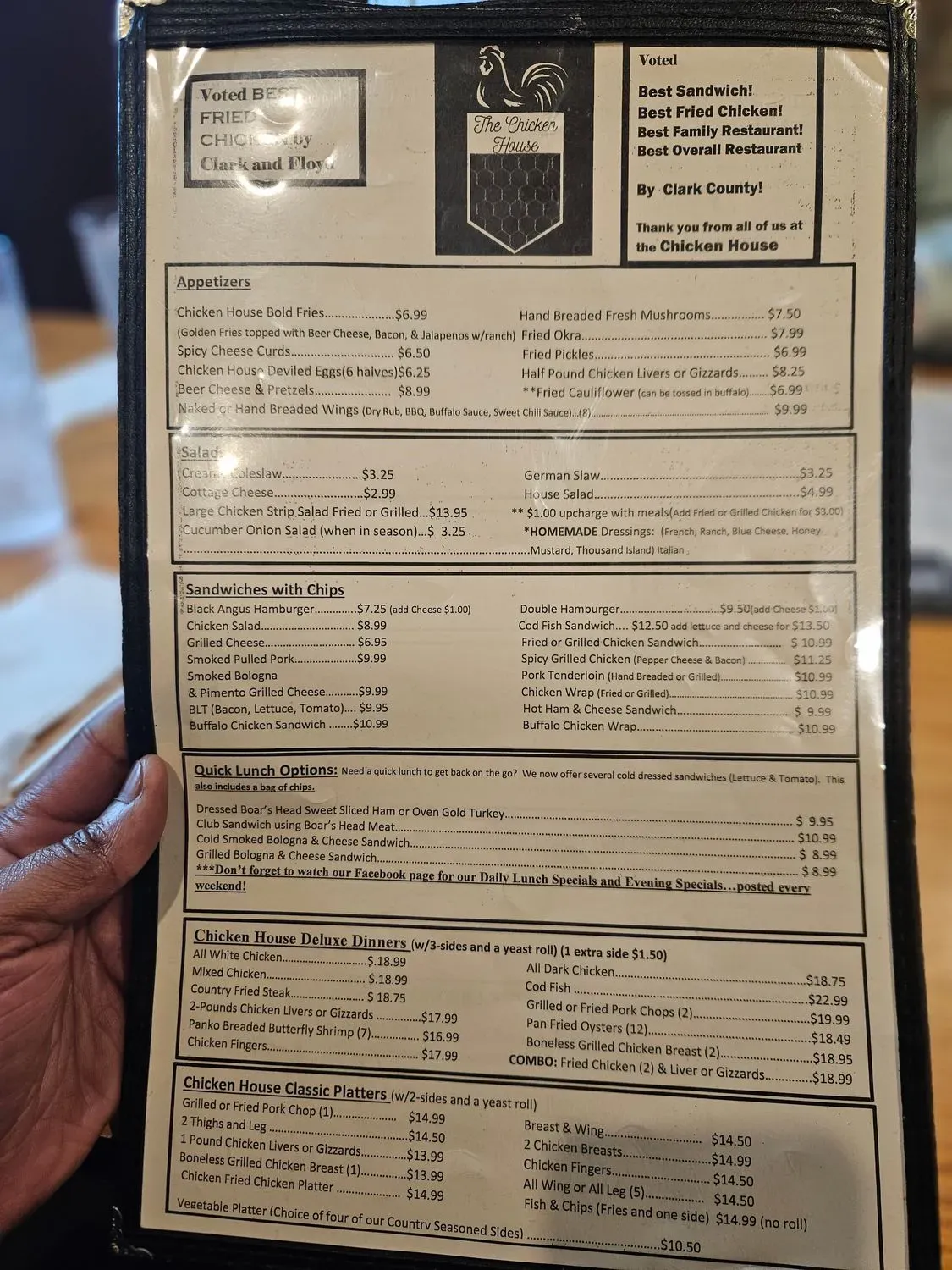 The Chicken House Menu - Updated November 2025