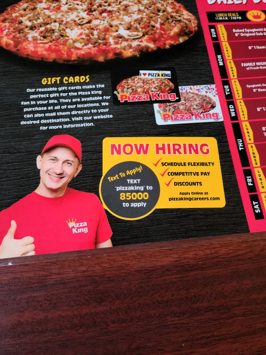Pizza King Menu - Updated October 2025