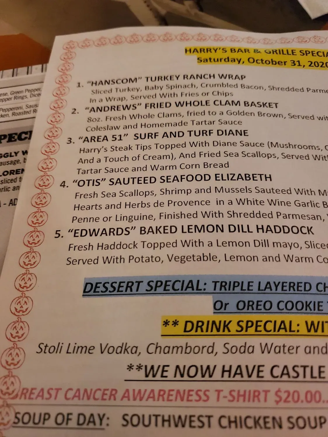 Harry's Bar & Grille Menu - Updated November 2025