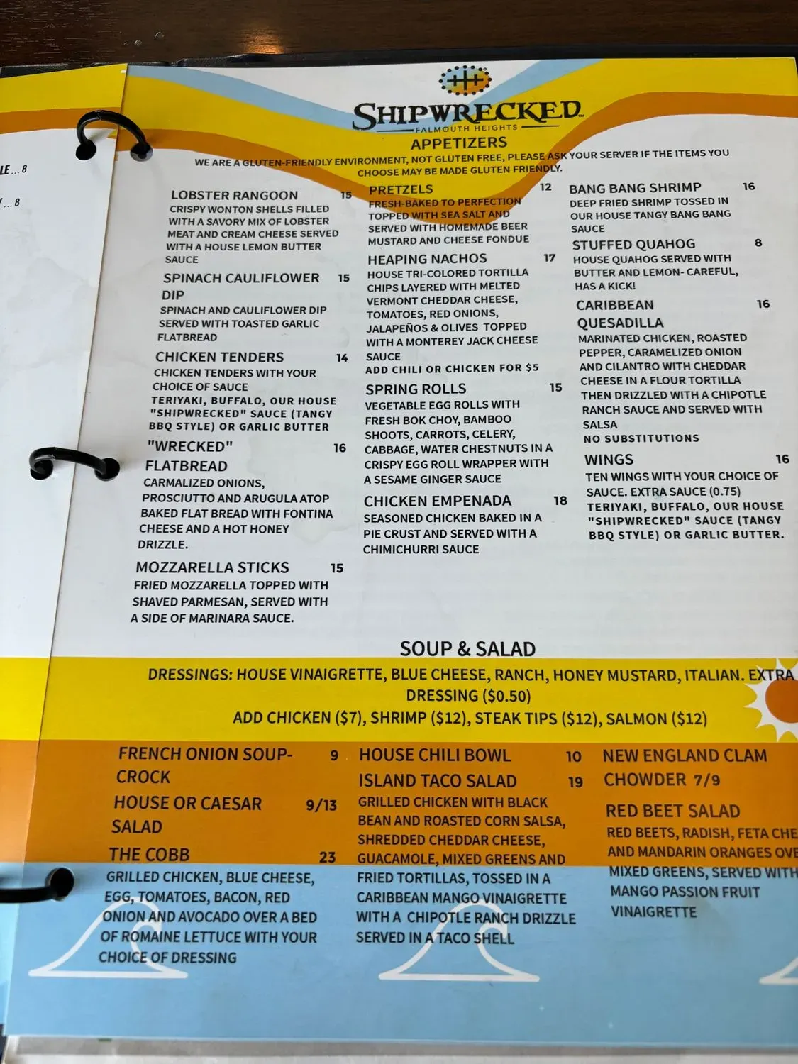 Shipwrecked Menu - Updated November 2025