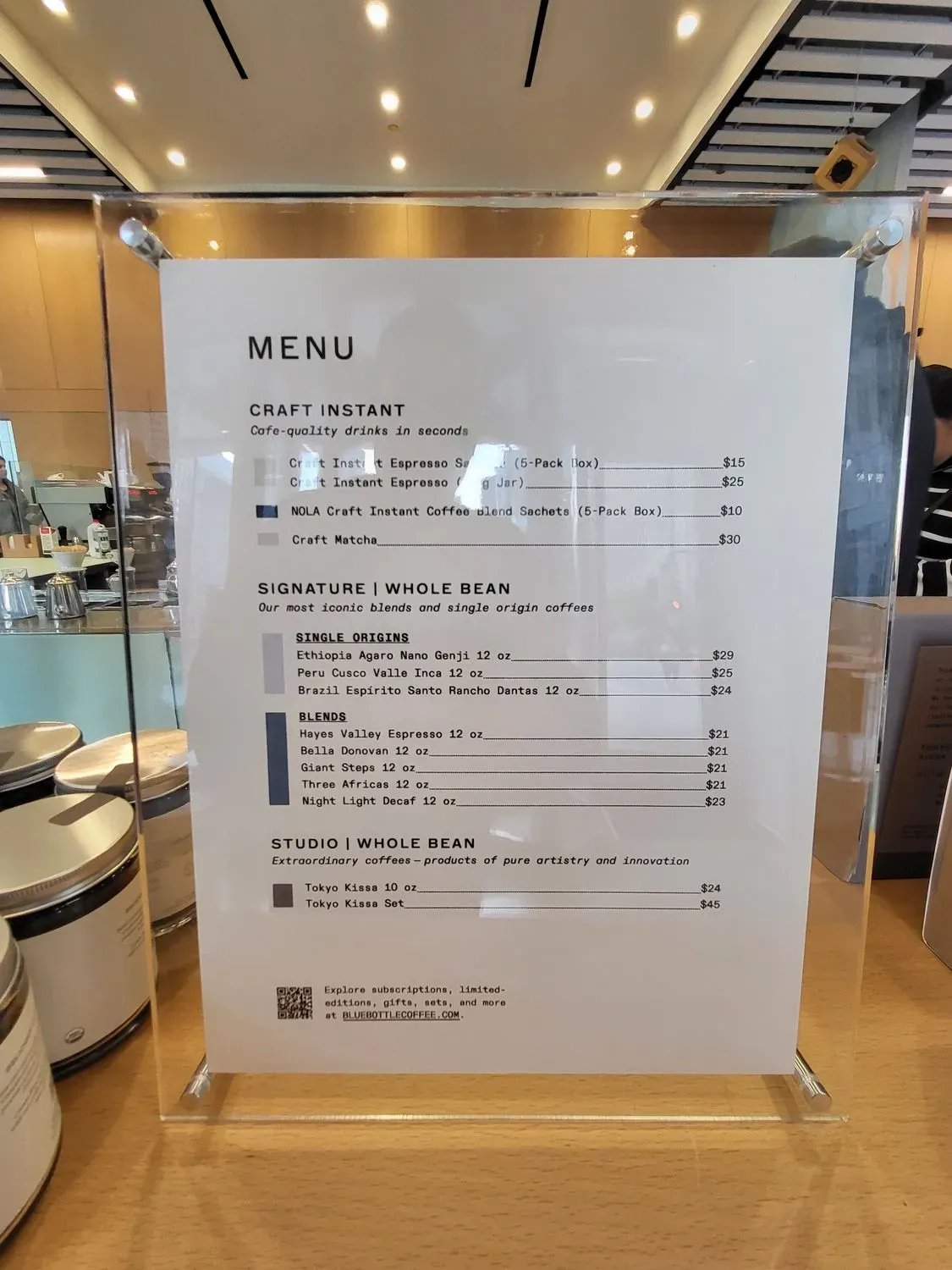 Blue Bottle Coffee Menu - Updated November 2025