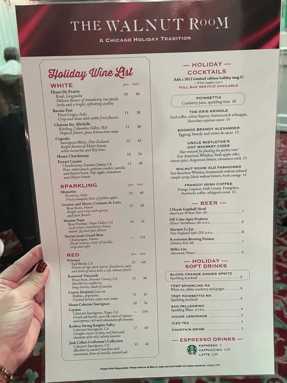 The Walnut Room Menu - Updated November 2025