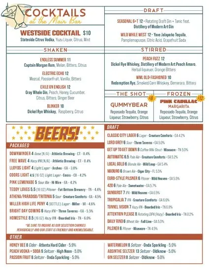 Westside Motor Lounge Menu | Atlanta, GA | Checkle