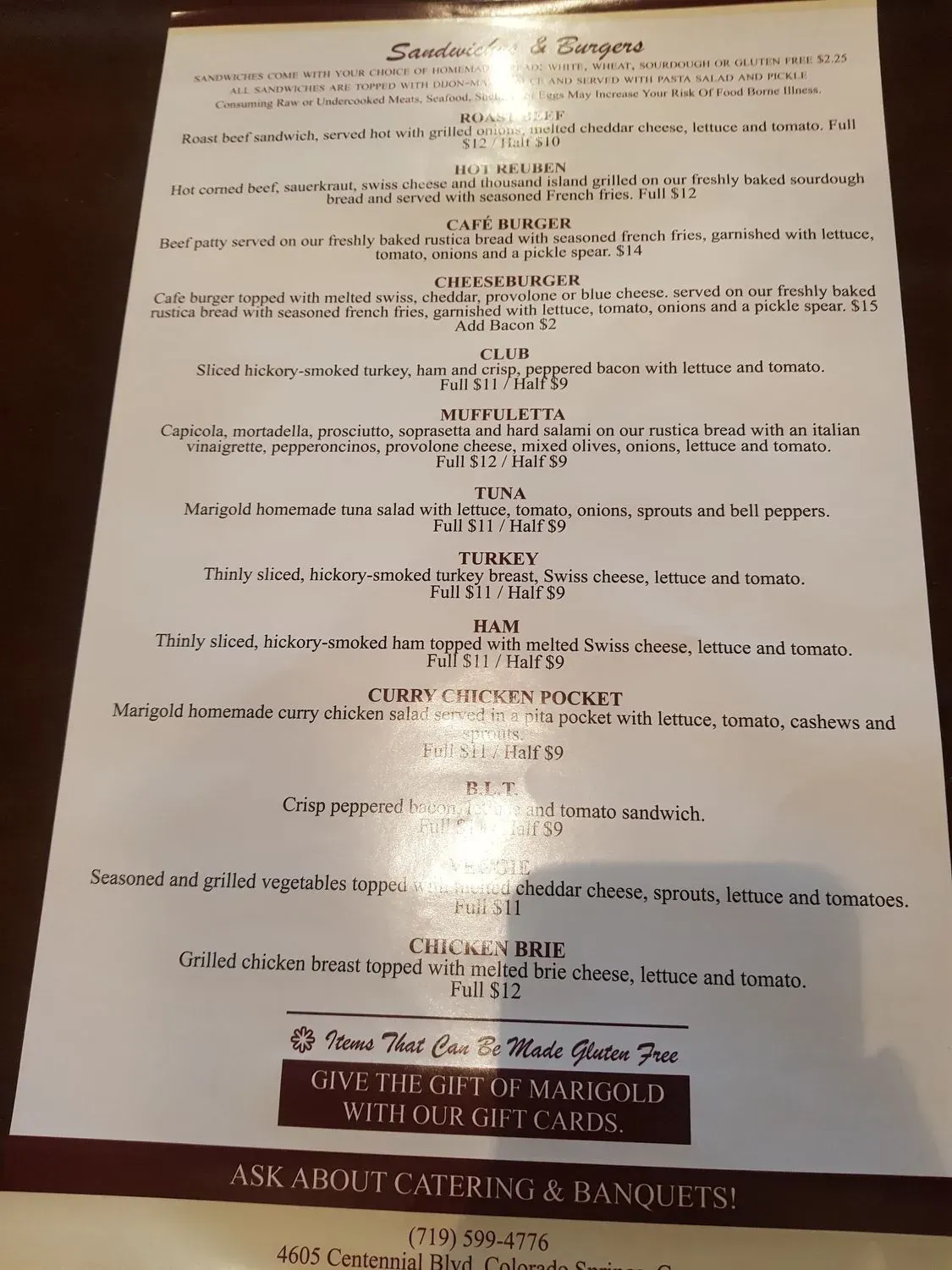 Marigold Cafe & Bakery Menu - Updated November 2025