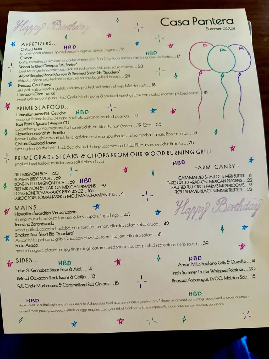 Casa Pantera Menu - Updated October 2025