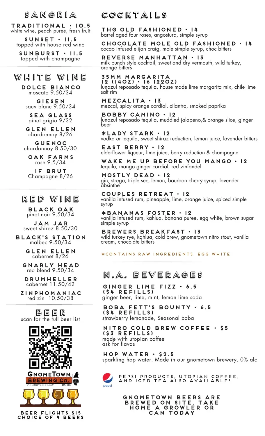 The Hoppy Gnome Menu - Updated November 2025
