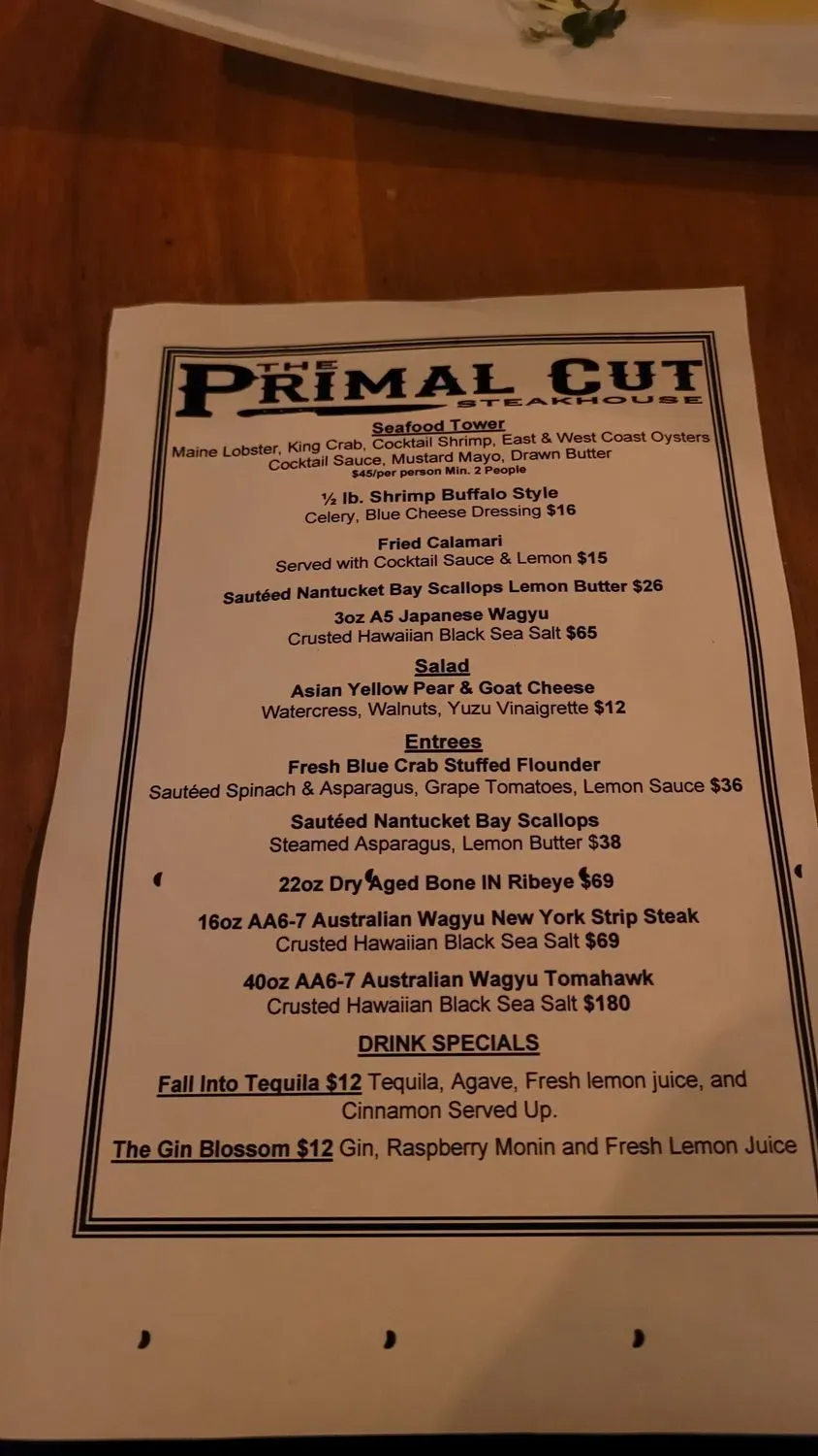 The Primal Cut Menu - Updated November 2025