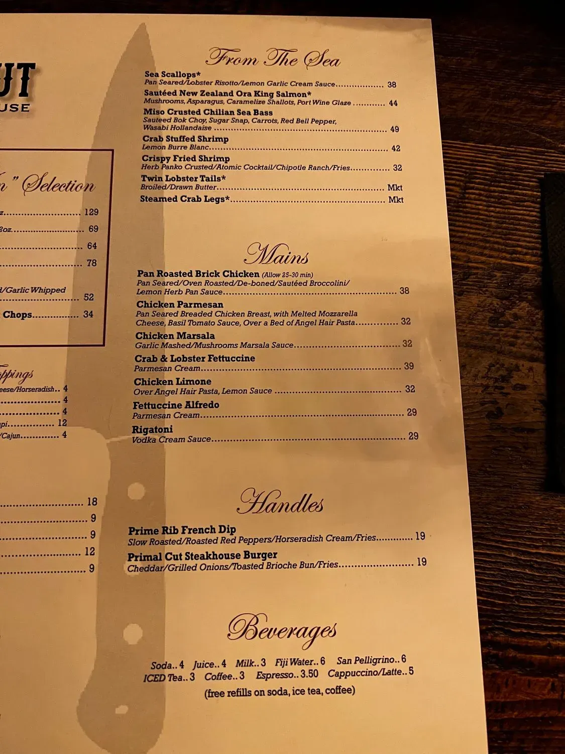 The Primal Cut Menu - Updated October 2025