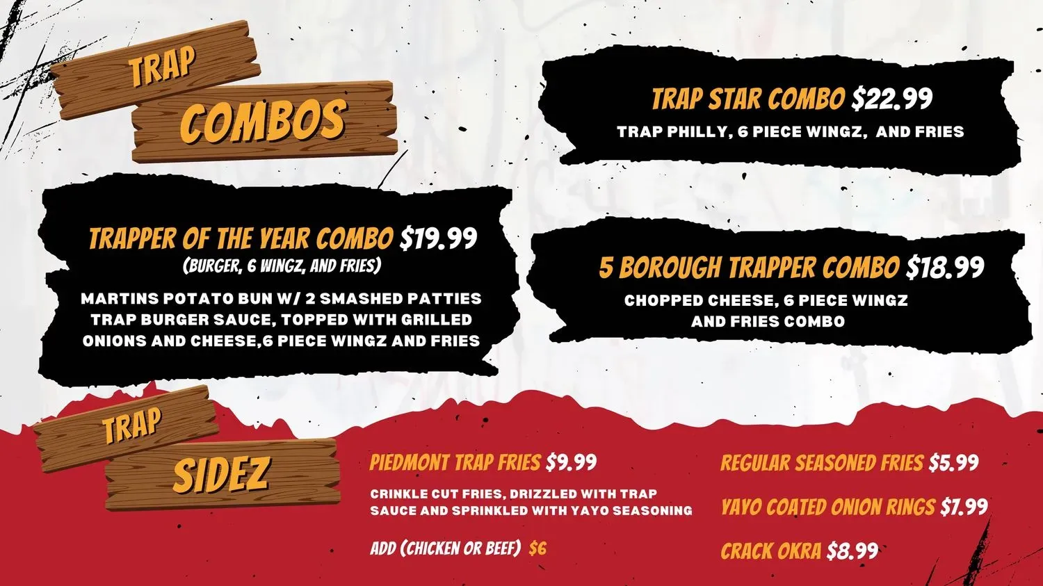 Trap Wingz Menu - Updated October 2025