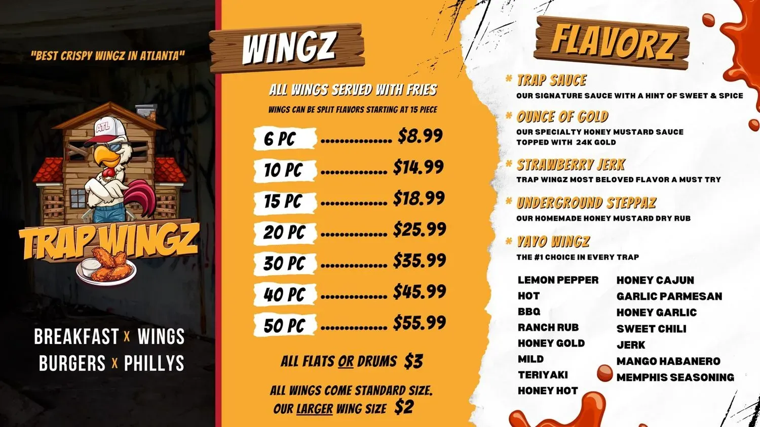 Trap Wingz Menu - Updated October 2025