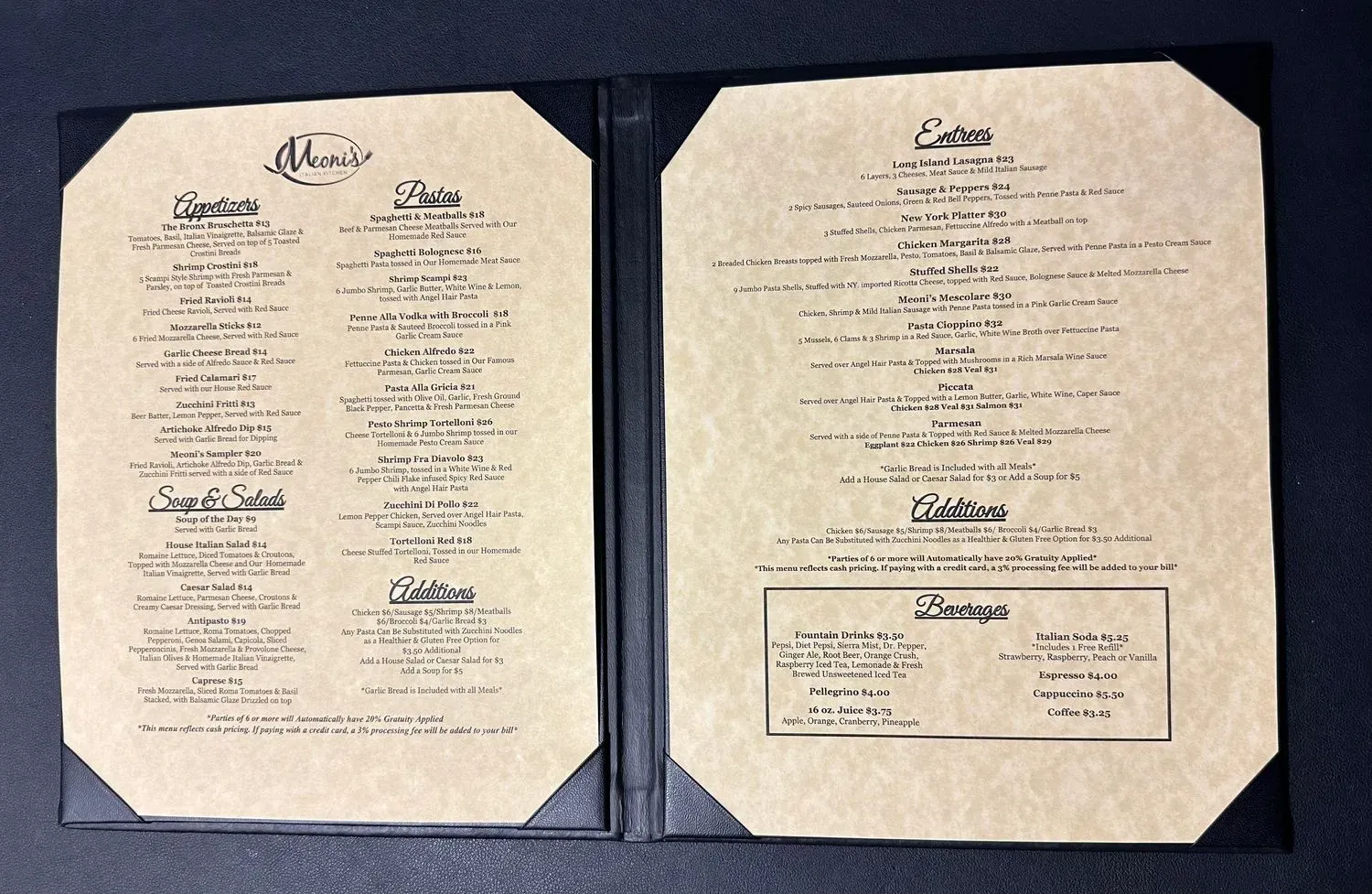 Meoni’s Italian Kitchen Menu - Updated November 2025