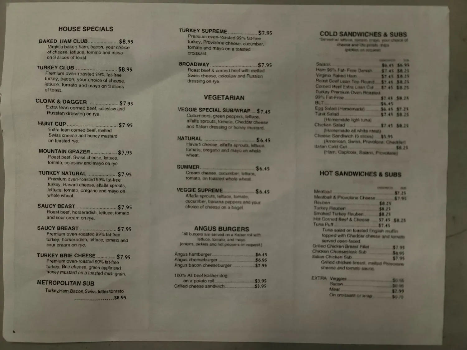 100 West Deli Menu - Updated October 2025