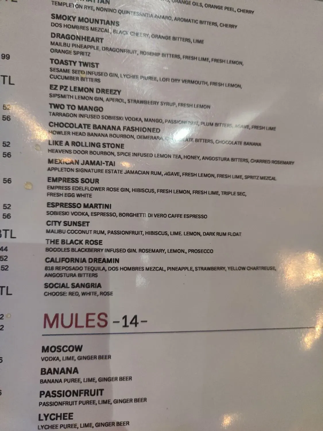 City Social Menu - Updated November 2025