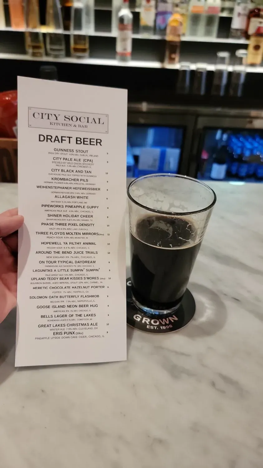 City Social Menu - Updated November 2025