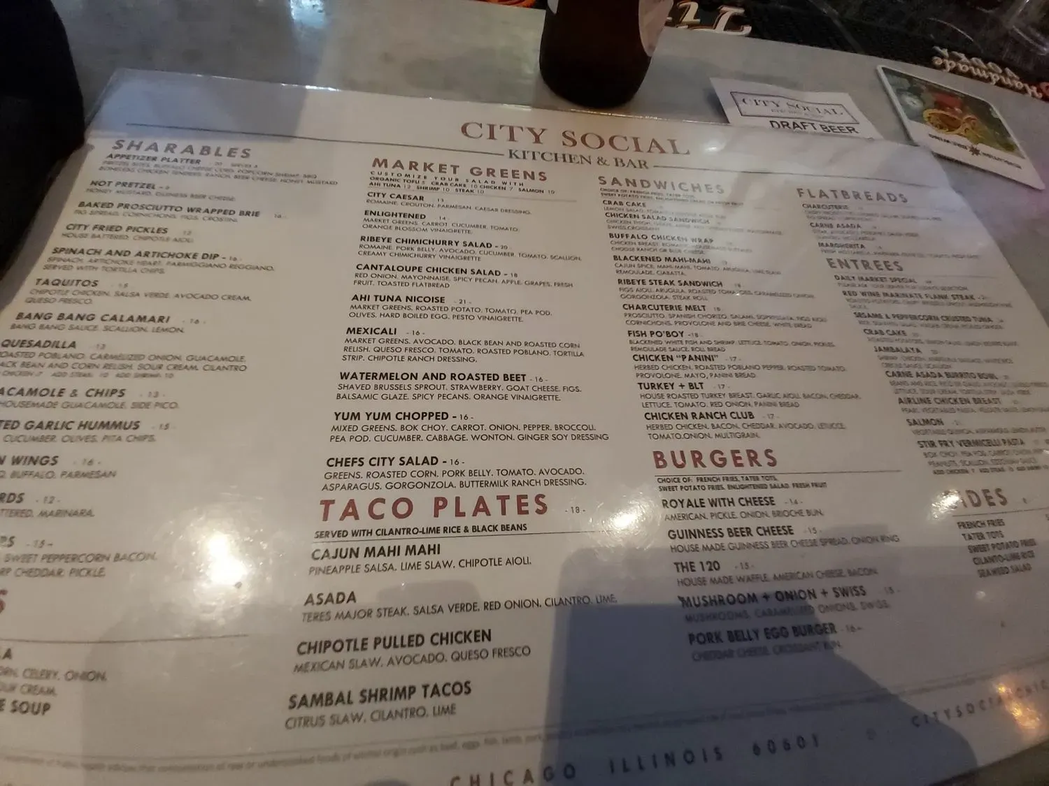 City Social Menu - Updated November 2025