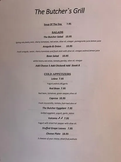 The Butcher’s Grill Menu | Franklin, NJ | Checkle