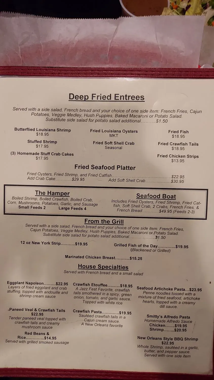 Smitty's Seafood Menu - Updated November 2025