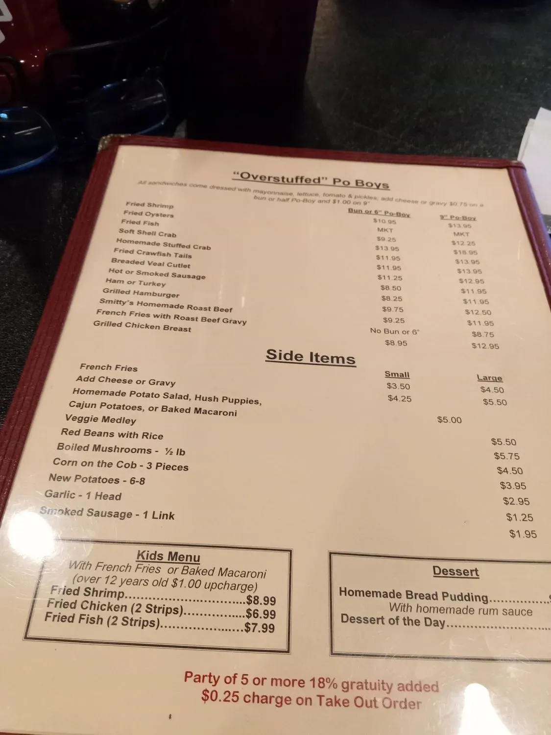 Smitty's Seafood Menu - Updated November 2025