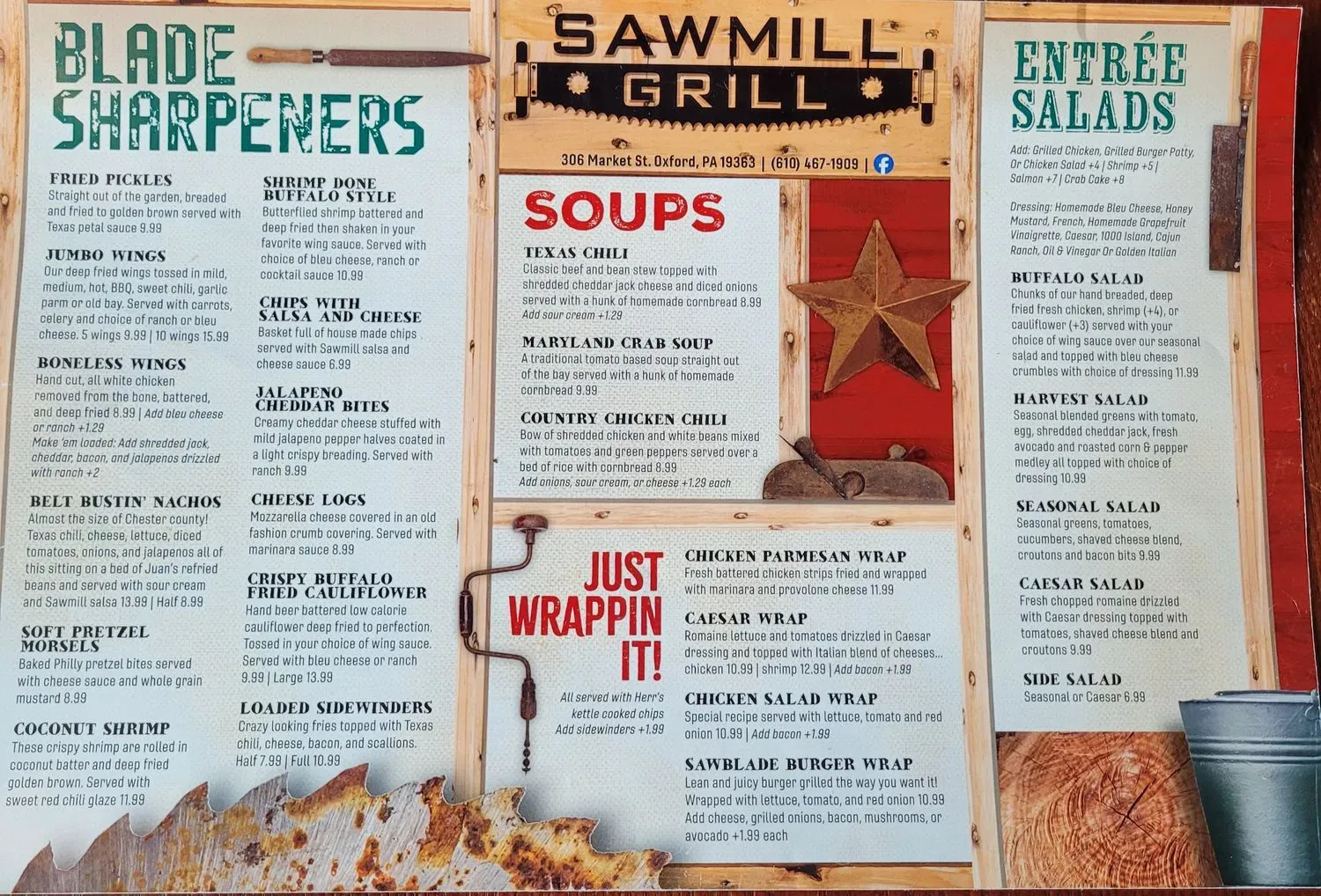 SawMill Grill Menu - Updated November 2025