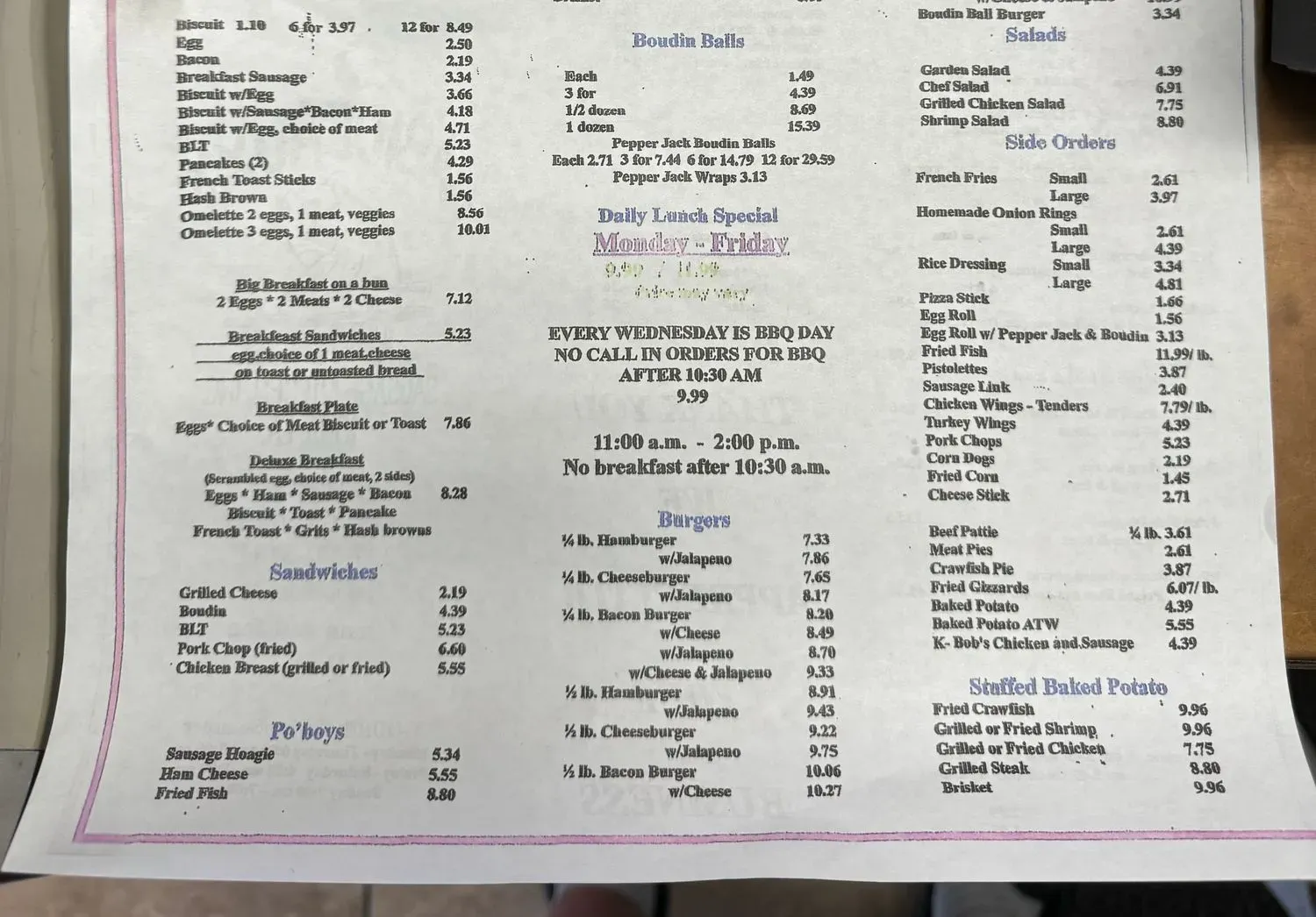 Rabideaux Sausage Kitchen Menu - Updated October 2025