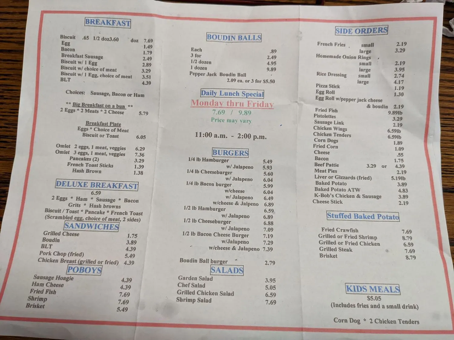 Rabideaux Sausage Kitchen Menu - Updated October 2025