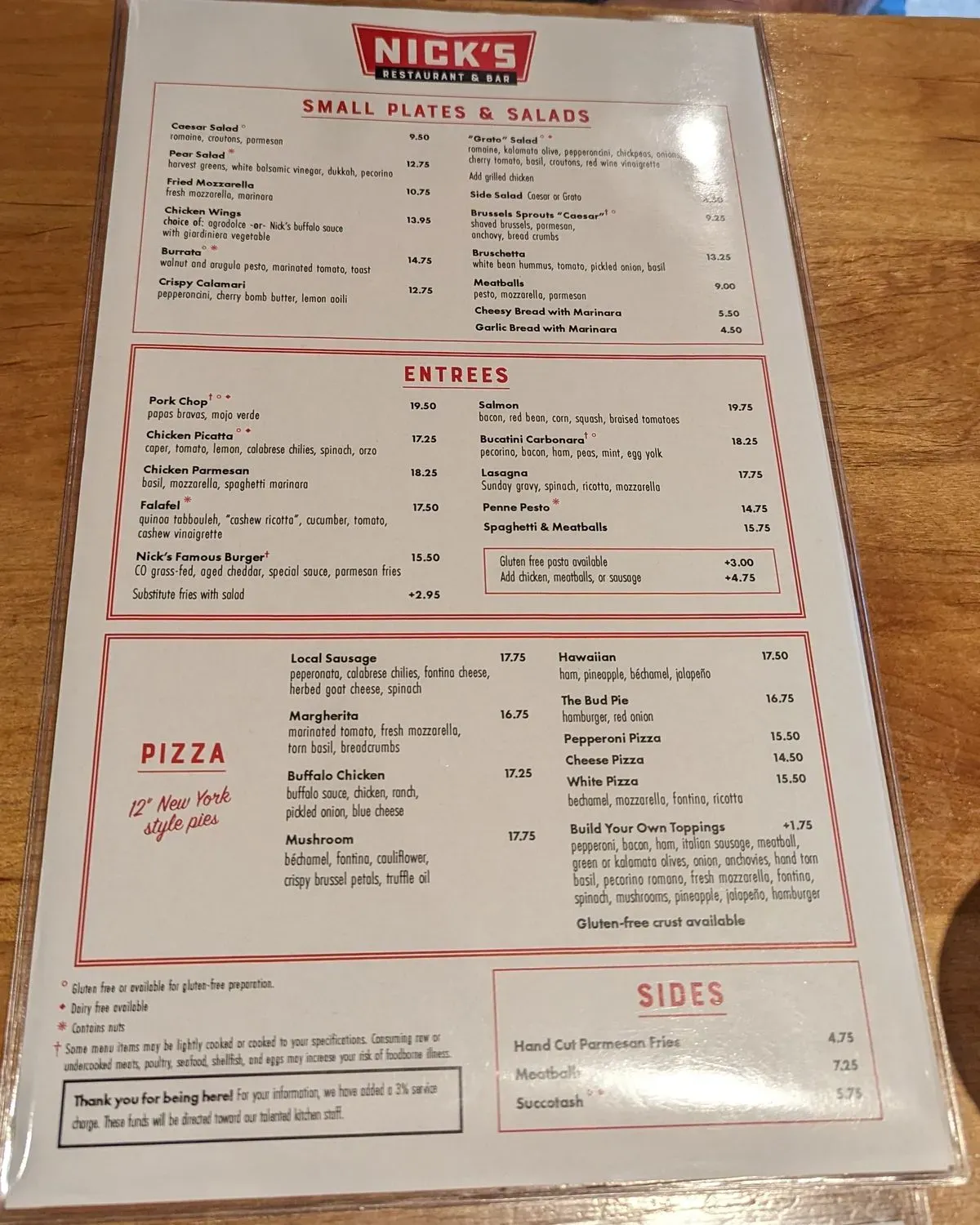 Nick's Restaurant And Bar Menu - Updated November 2025