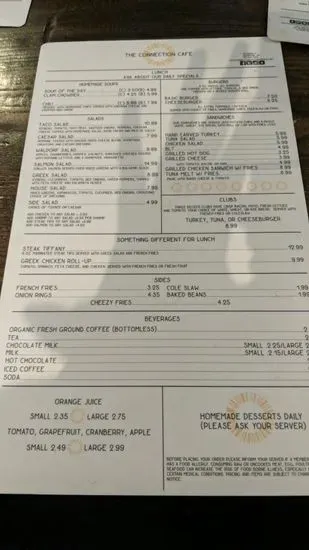 The Connection Cafe Menu | Holbrook, MA | Checkle