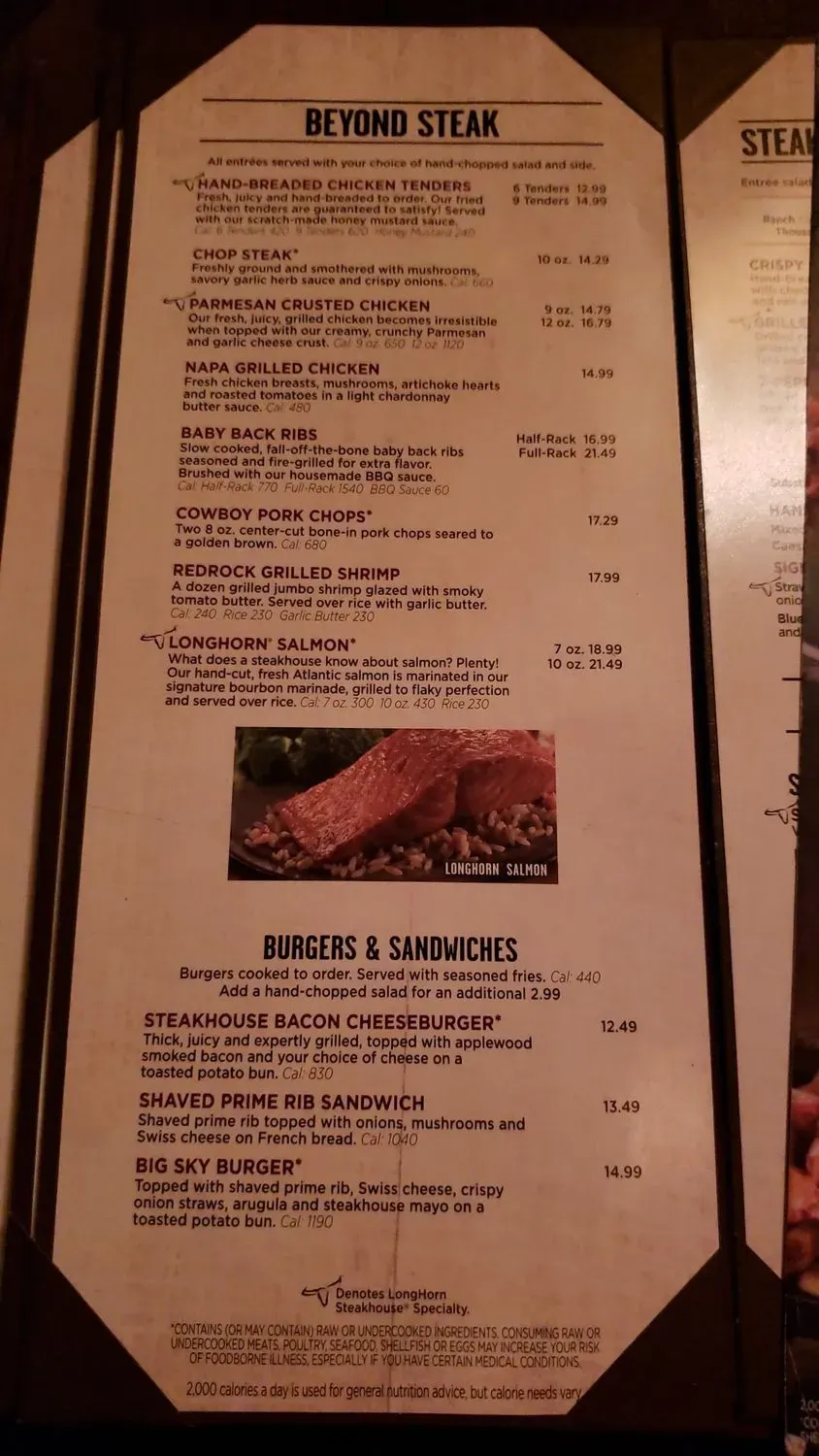 LongHorn Steakhouse Menu - Updated November 2025