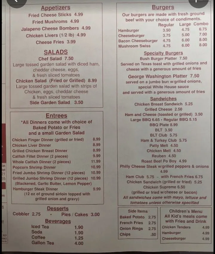 White House Restaurant Menu - Updated November 2025