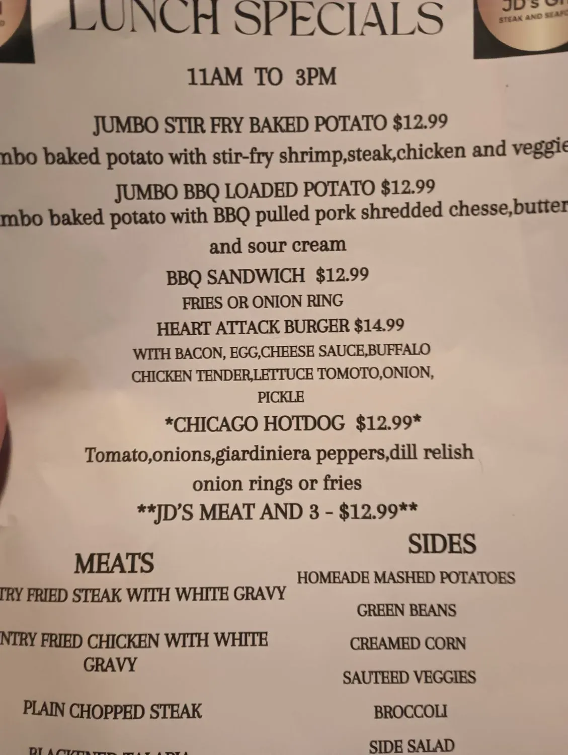 JD’s Grill Menu - Updated October 2025