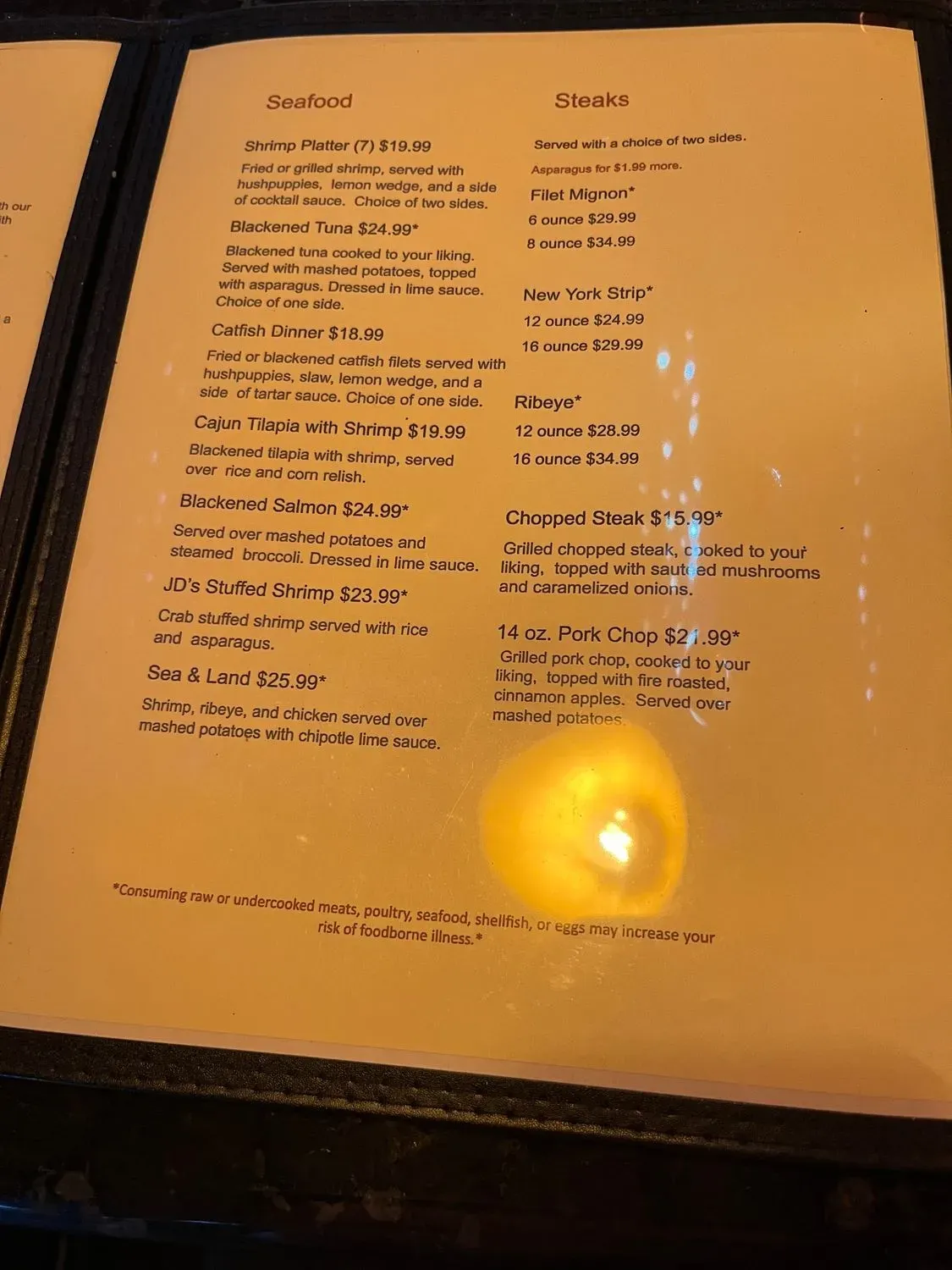JD’s Grill Menu - Updated October 2025