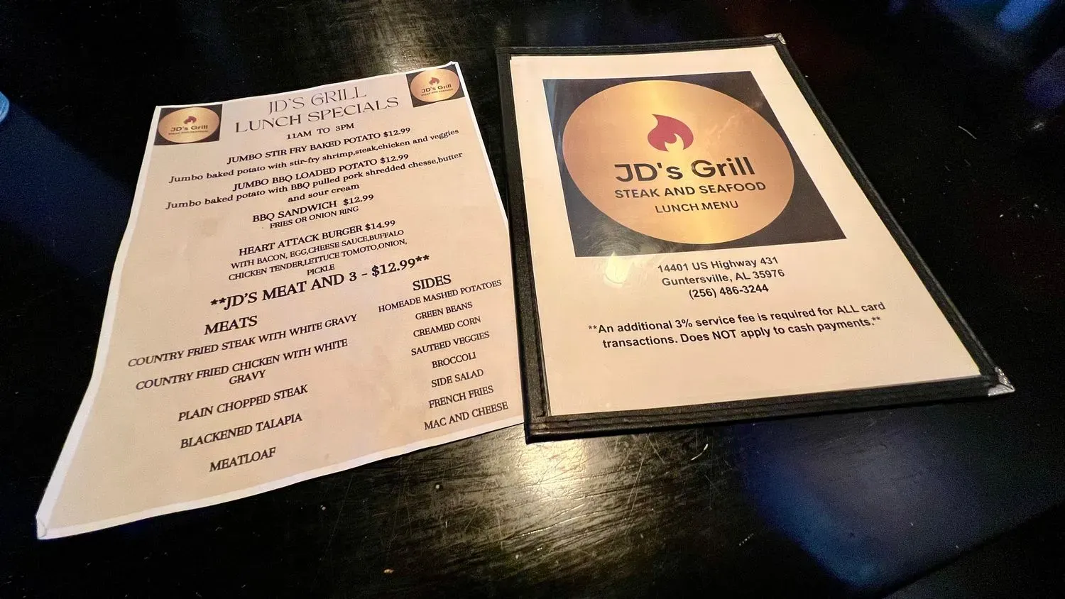 JD’s Grill Menu - Updated October 2025