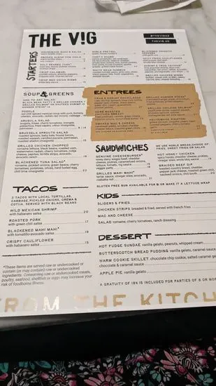 The Vig Menu | Scottsdale, AZ | Checkle