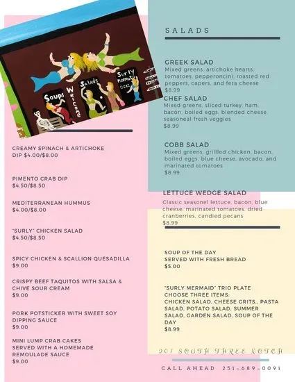 The Surly Mermaid Deli Menu | Andalusia, AL | Checkle